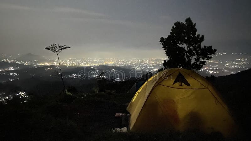 Night Camp in Samalengoh Sumedang City Stock Image - Image of night ...
