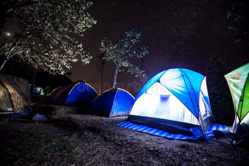 Night camping stock image. Image of outdoor, landscape - 86214731