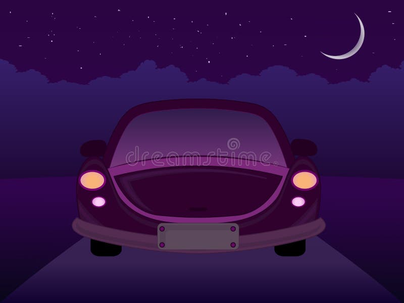 Night car stock illustration. Illustration of headlight - 20757183