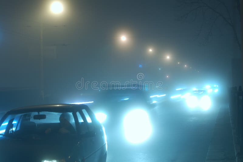 Night car in mist stock image. Image of road, equipment - 3147259