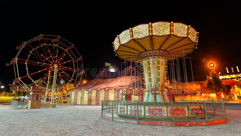Night carnival stock image. Image of merry, round, tent - 80057673