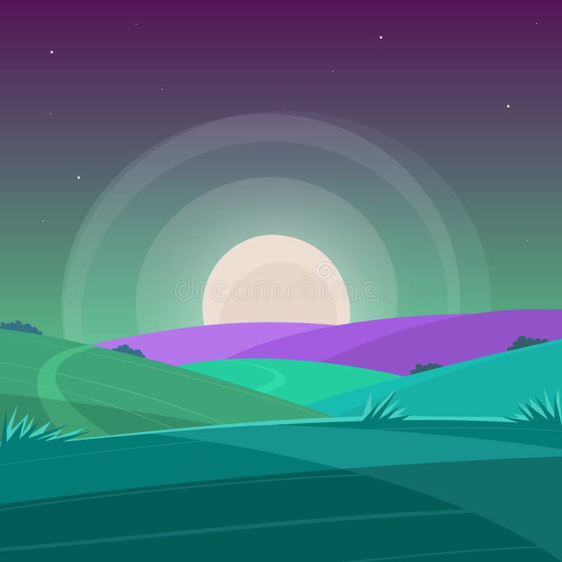 Night Cartoon Landscape stock vector. Illustration of night - 64874587