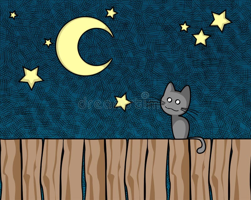 Night cat stock vector. Illustration of kitten, animal - 13502721