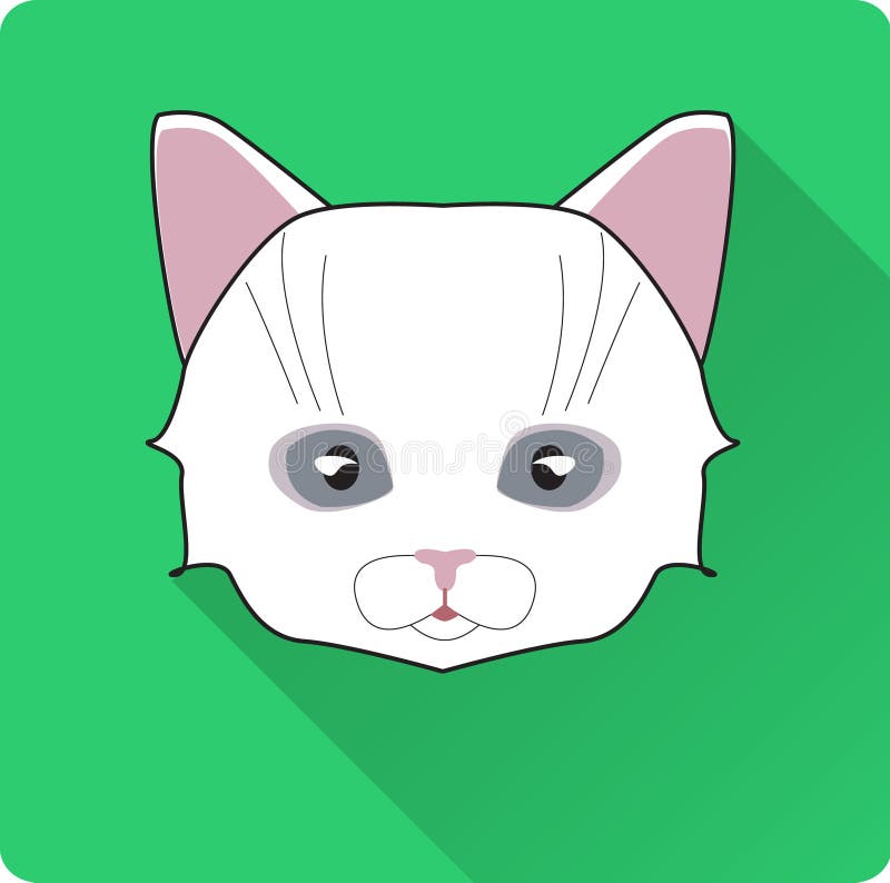 Night Cat Face Circle Icon. Flat Design Vector Illustration with Long ...
