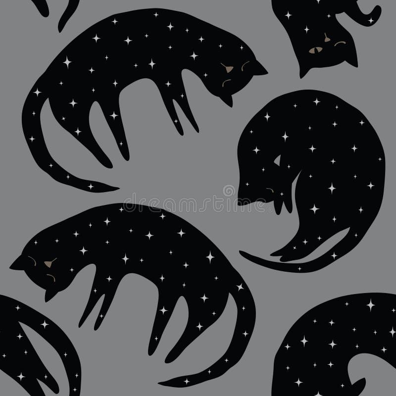 Night cat pattern stock vector. Illustration of wallpaper - 28090839