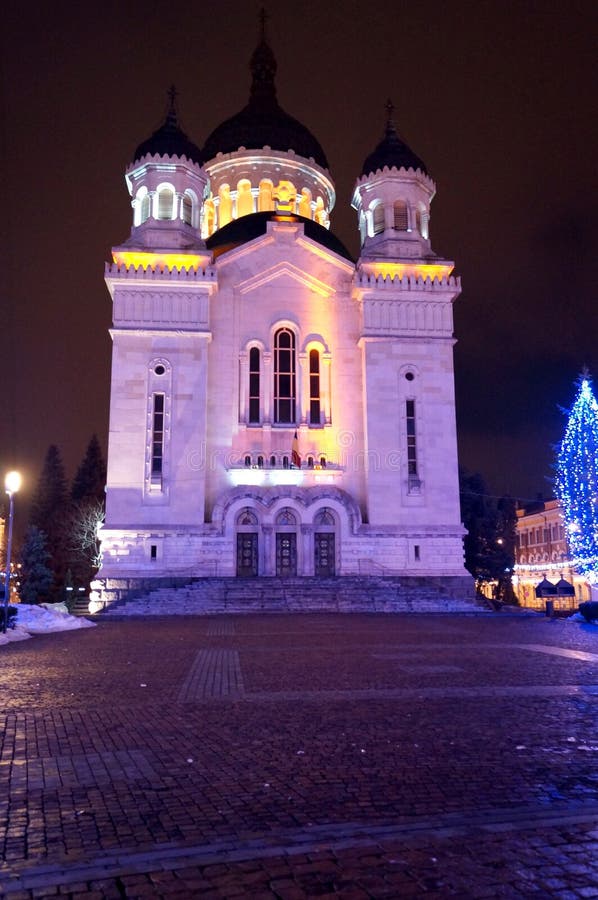 Night Cathedral in Cluj Napoca Stock Photo - Image of ortodox, napoca ...