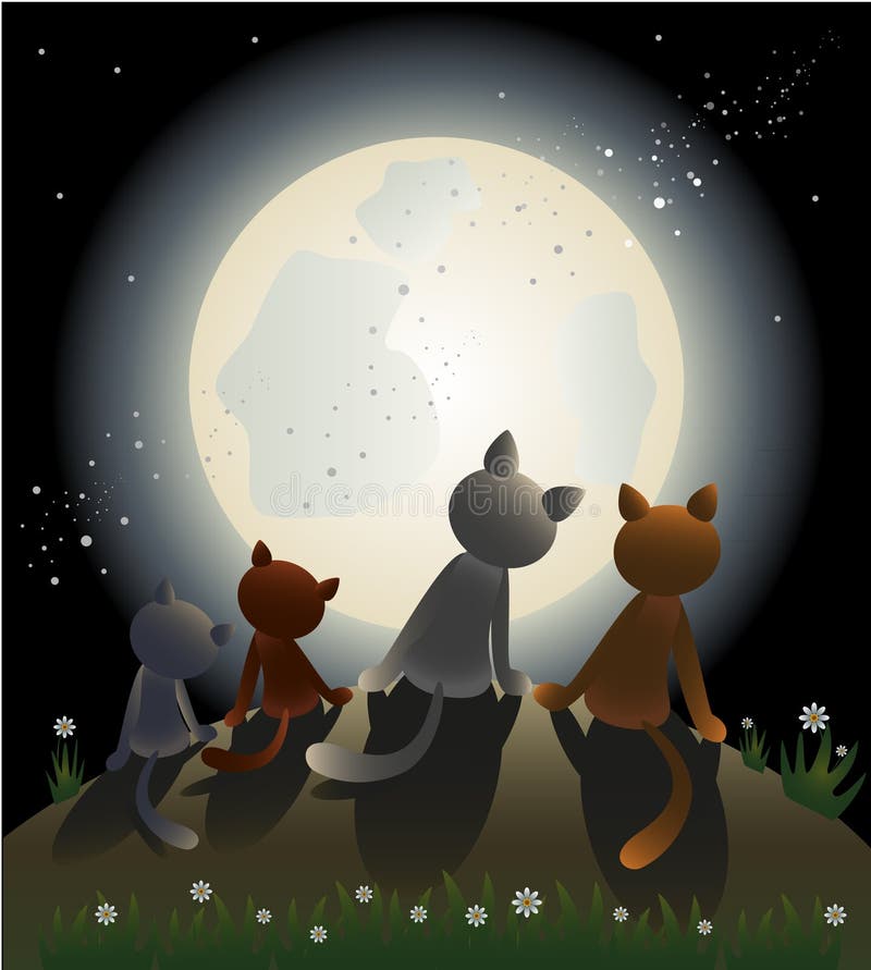 Night cats stock vector. Illustration of cats, glade - 44844080