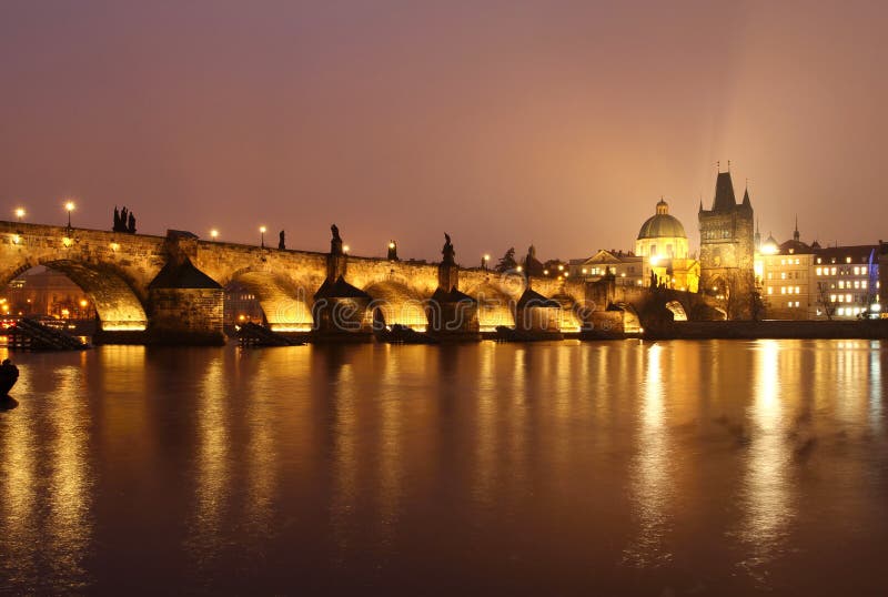 Night Charles bridge stock image. Image of tourism, night - 37854189