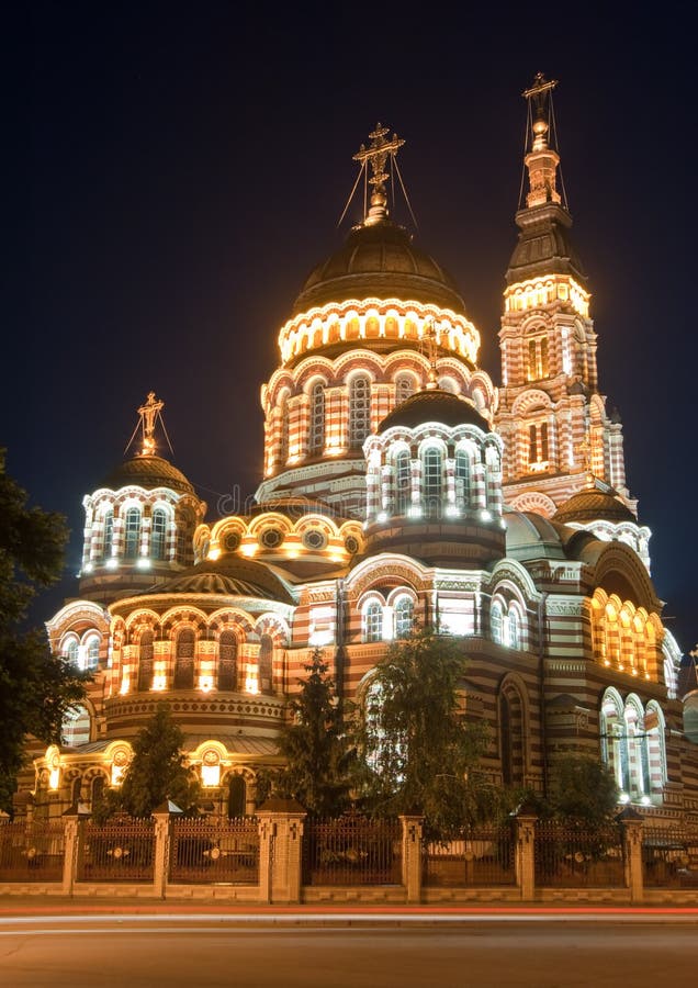 Night church stock image. Image of orthodox, europe, lights - 9904097