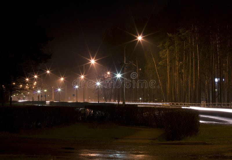 Night in city stock image. Image of arts, landscapes, visaginas - 4992435