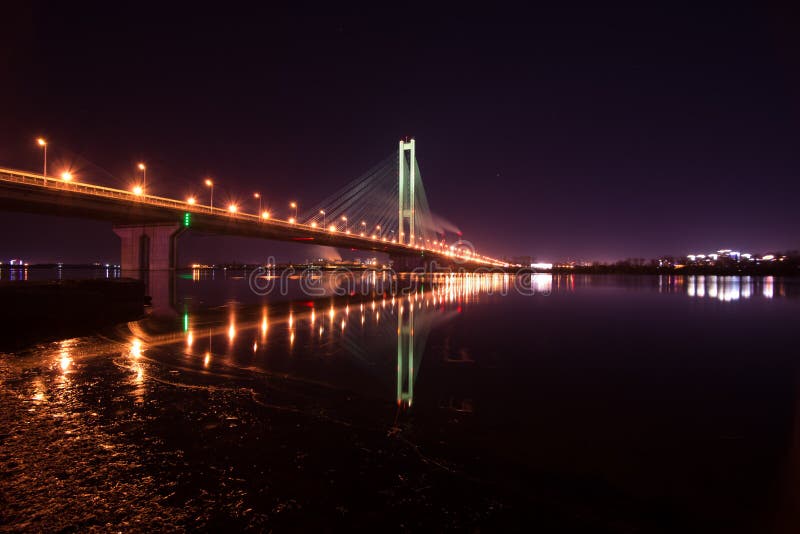 Glowing Bridge stock photo. Image of lights, night, transport - 27759082