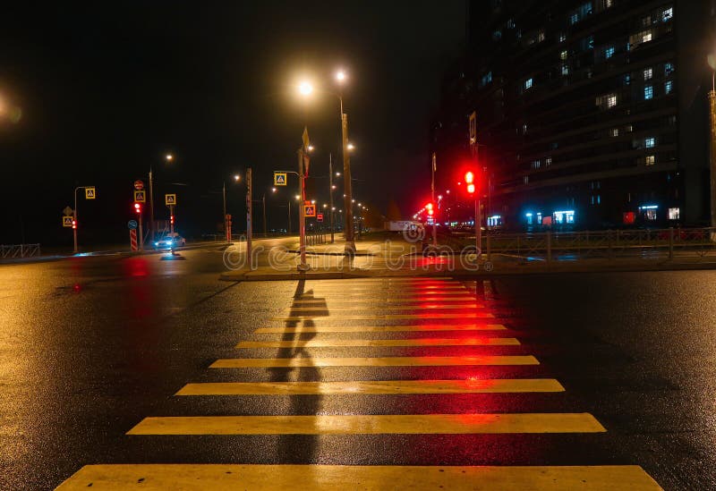 Night in the city block stock photo. Image of lane, road - 261229804
