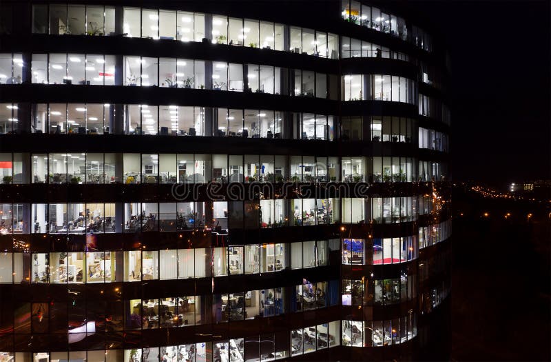 Night City Building Business Office Background Stock Image - Image of ...