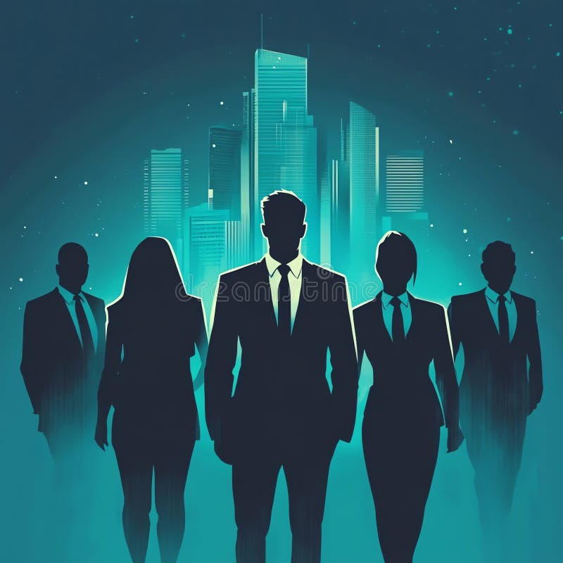 Night City Business Team Illustration Stock Image - Image of executive ...