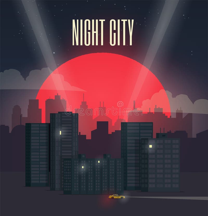 City Skyline Night Red Background Vector Stock Illustrations – 709 City ...