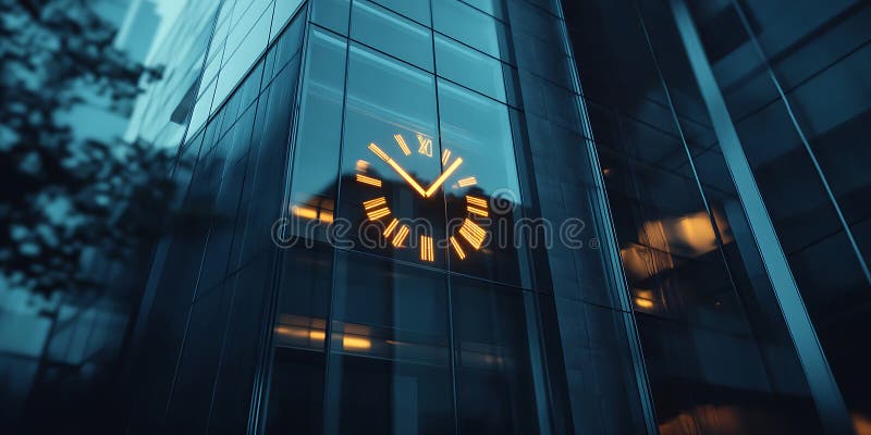 Night City Clock Tower Building Skyscraper Architecture Stock ...