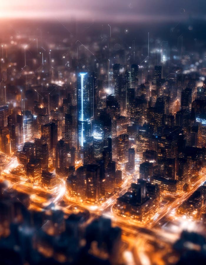 Night City Concept Metaverse Things Life Technology Smart Internet ...