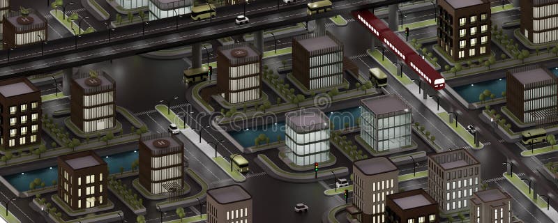 Night City 3D Render Illustration 01 Stock Illustration - Illustration ...
