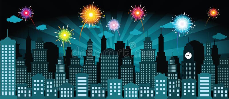 Houses New Year Fireworks Stock Illustrations – 241 Houses New Year ...
