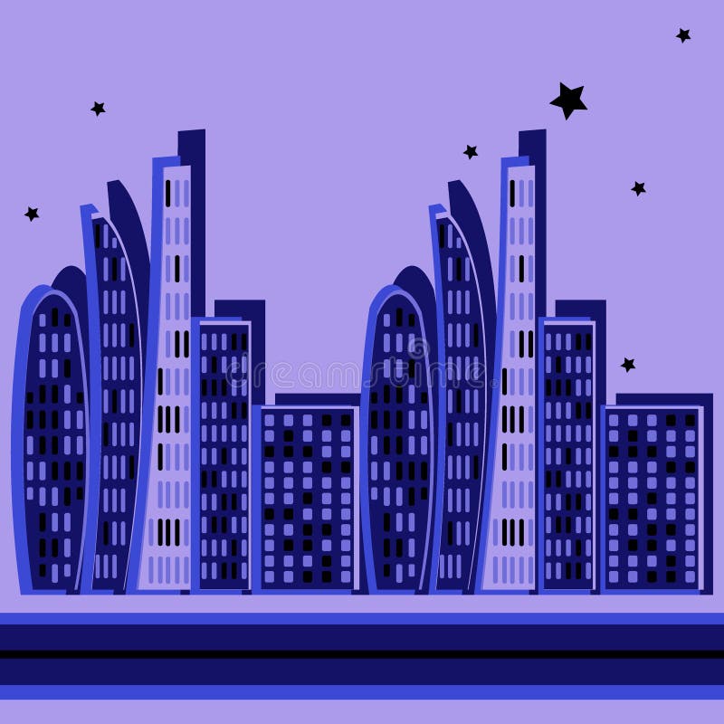 Night City - Graphics. Megalopolis, Modern Architecture Stock Vector ...