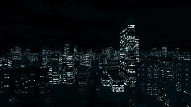 Night city, high buildings stock illustration. Illustration of ...