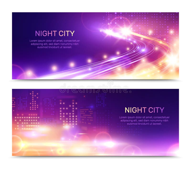 Night City Horizontal Banners Stock Vector - Illustration of outdoor ...