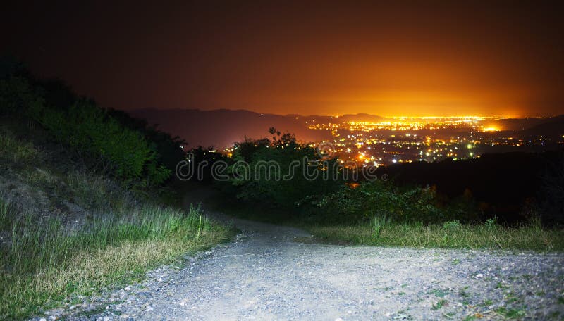 Night city landscape stock image. Image of lights, scene - 31395133