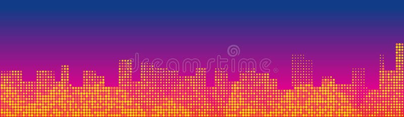 Night City Lanscape Vector Image. Header or Footer Horizontal Dark ...