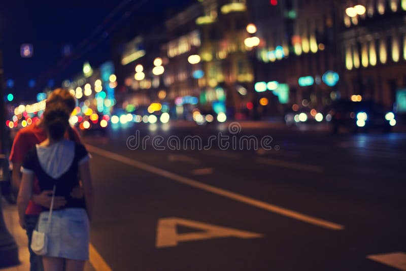 Night city stock image. Image of bokeh, life, headlight - 208849657