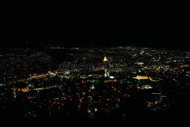 Night City Lights from Above Stock Image - Image of building, dusk ...