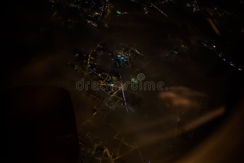 Night City Lights from Above the Clouds Stock Photo - Image of dark ...