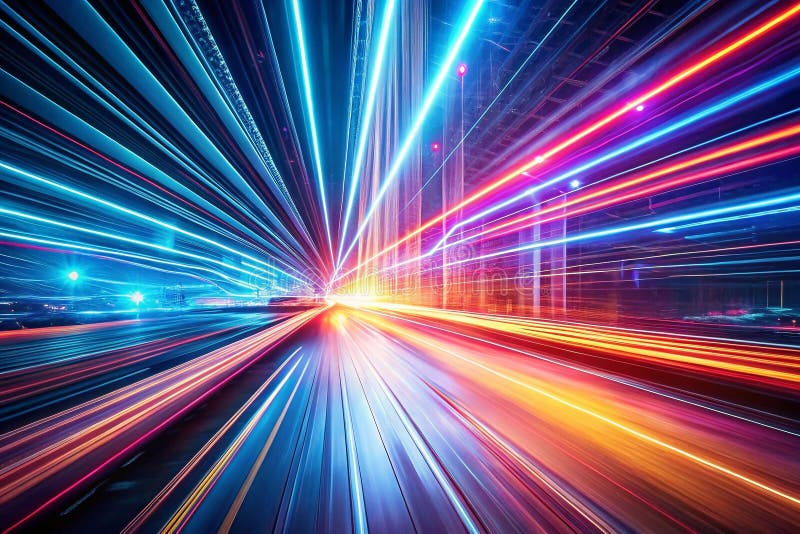 Night City Lights, Motion Blur, Speed, Urban Highway Stock Illustration ...