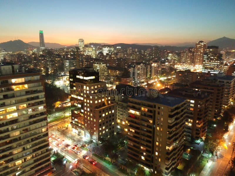 Night City Lights in Santiago, Chile Stock Photo - Image of lights ...