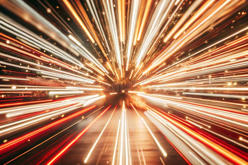 Night City Lights Streaks Radiating from Center Stock Illustration ...