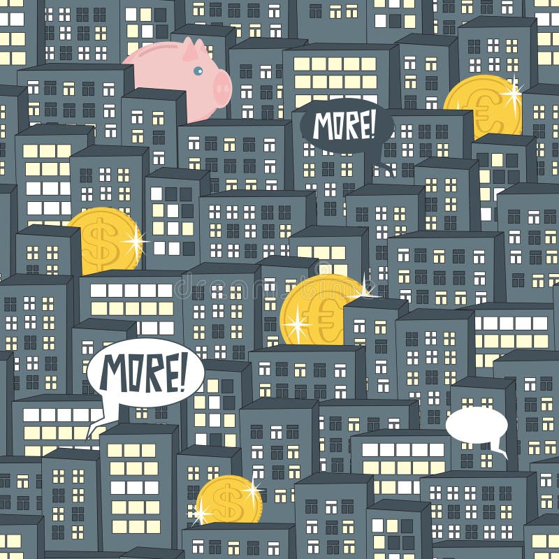 Night City and Money Seamless Pattern. Stock Vector - Illustration of ...