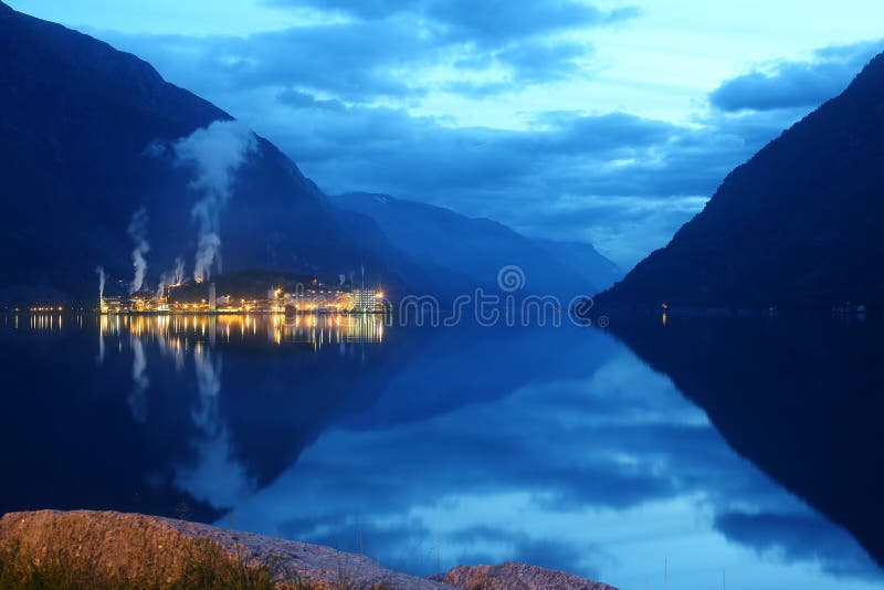 Odda City Houses in Norway Landscape Stock Photo - Image of foggy ...