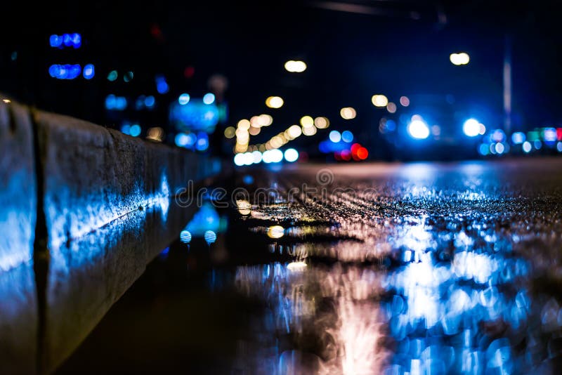 Night city after rain stock image. Image of parking - 240160659