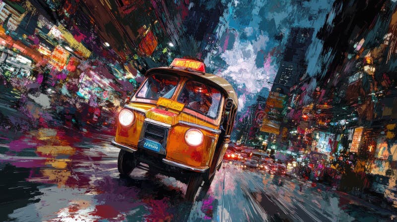 Night City Ride, Asian City Stock Image - Image of abstract, evening ...