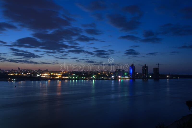 Night city river lights stock image. Image of illuminated - 34832303