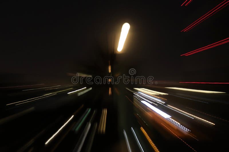 Night City Sky Rays Glow Background. Night Exposure Zoom Traces ...