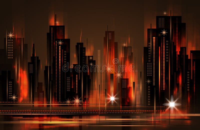Night City Skyline , Vector Illustration Stock Vector - Illustration of ...