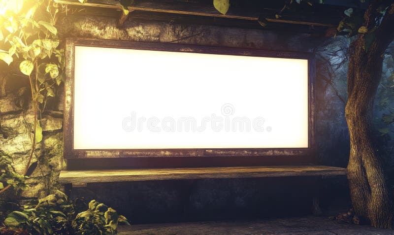 Night City Street Features Illuminated Blank Billboard Stock Photos ...