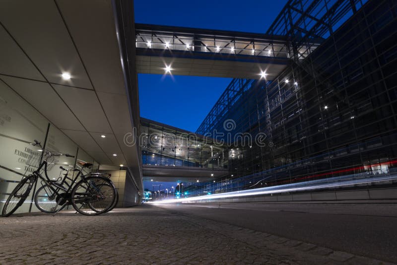 Night City Street with Modern Architecture Stock Image - Image of road ...