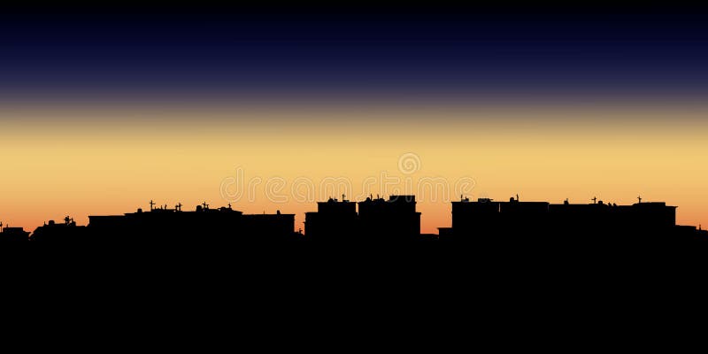 Night City. Vector Illustration of Apartment Blocks in a Town. Stock ...