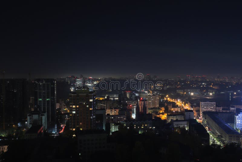 Night city view from above stock photo. Image of houses - 162631344