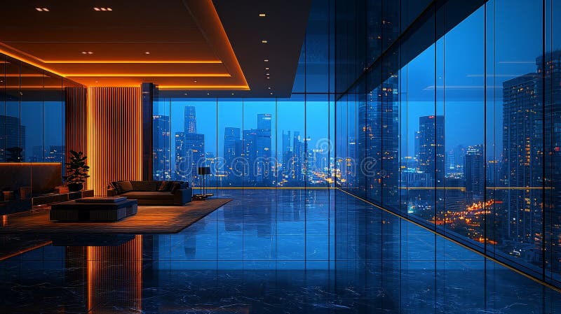 Night City View from Luxury Apartment Stock Image - Image of scenic ...