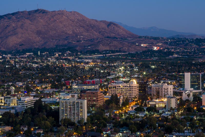 Night City View of Riverside from Mount Rubidoux Stock Photo - Image of ...