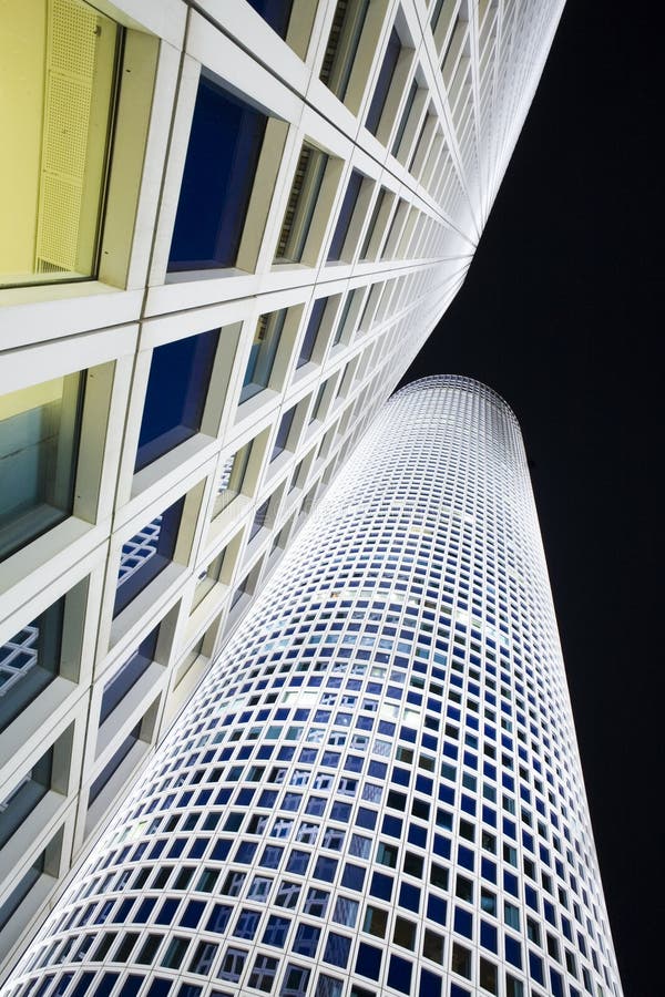 The Night City, White Skyscrapers Stock Photo - Image of evening ...