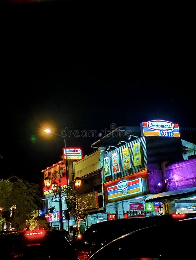 Night City Yogyakarta editorial stock photo. Image of side - 264911443