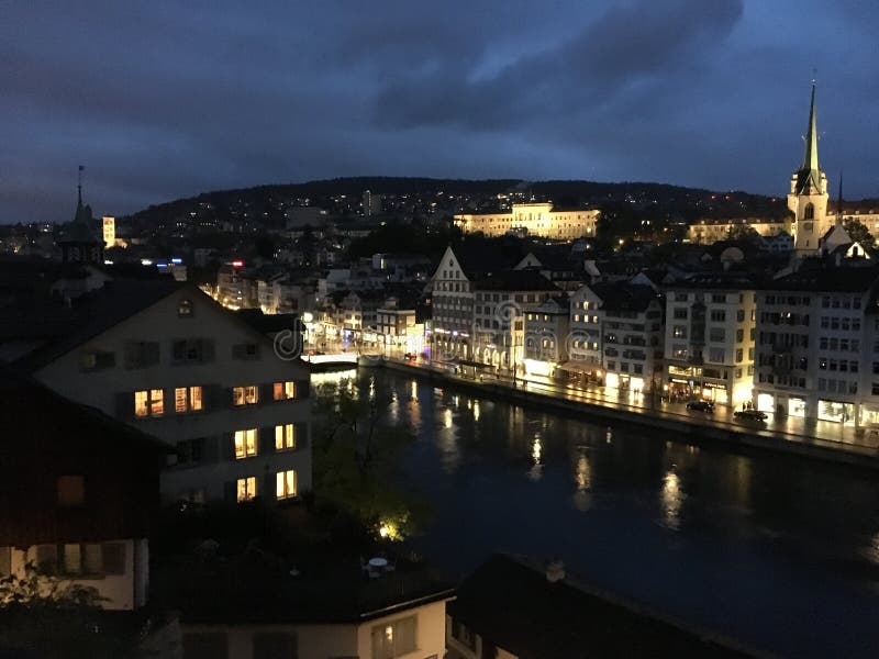 Night city stock image. Image of zurich, city, night - 82254825